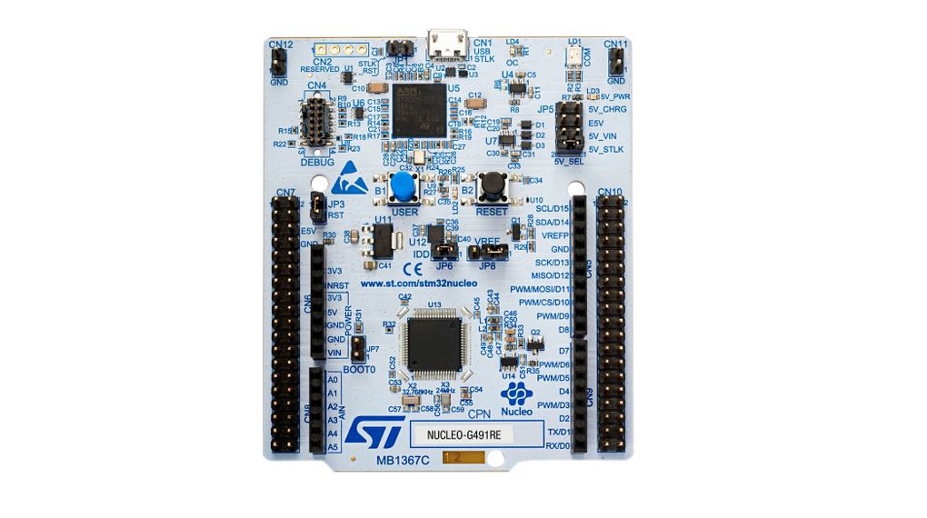 NUCLEO-G491RE | ST M32 Nucleo Entwicklungsplatine mit STM32G491RET6U Mikrocontroller 512kB 112kB ...
